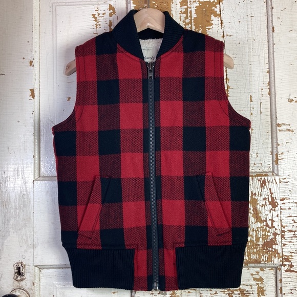 Madewell | Jackets & Coats | Madewell Red Black Buffalo Checkers Vest ...